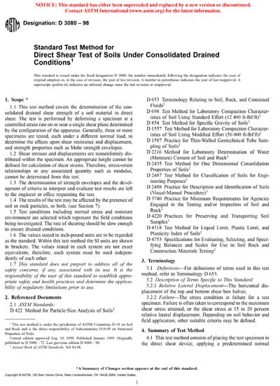 ASTM D3080-98 - Standard Test Method for Direct Shear Test of Soils ...