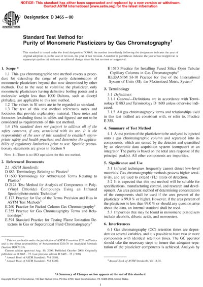 ASTM D3465-00 - Standard Test Method for Purity of Monomeric ...