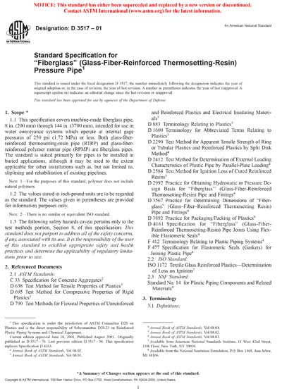 ASTM D3517-01 - Standard Specification for "Fiberglass" (Glass-Fiber ...