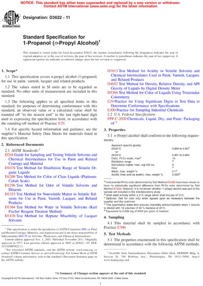 ASTM D3622-11 - Standard Specification for 1-Propanol ( n -Propyl Alcohol)