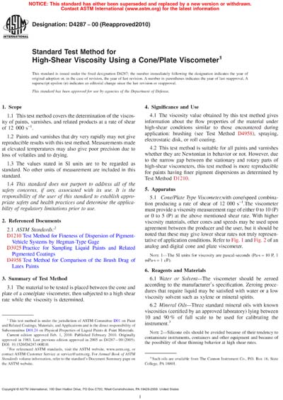 ASTM D4287-00(2010) - Standard Test Method for High-Shear Viscosity ...