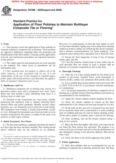 ASTM D4386-95(2008) - Standard Practice for Application of Floor ...