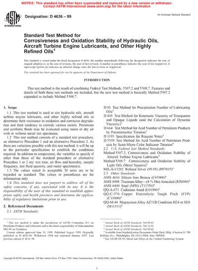 ASTM D4636-99 - Standard Test Method for Corrosiveness and Oxidation ...