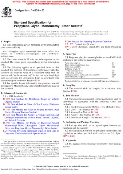ASTM D4835-03 - Standard Specification for Propylene Glycol Monomethyl ...