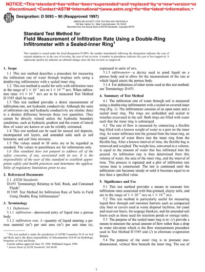 ASTM D5093-90(1997) - Standard Test Method for Field Measurement of ...