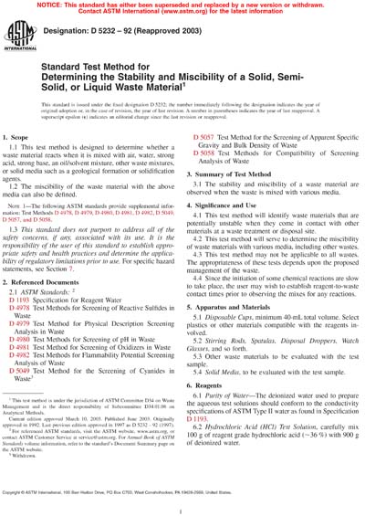 ASTM D5232-92(2003) - Standard Test Method for Determining the ...