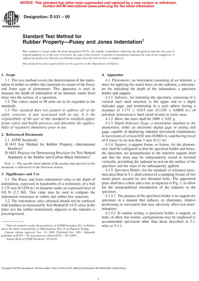 ASTM D531-00 - Standard Test Method for Rubber Property-Pusey and Jones ...