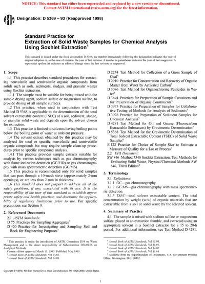 ASTM D5369-93(1998) - Standard Practice for Extraction of Solid Waste ...