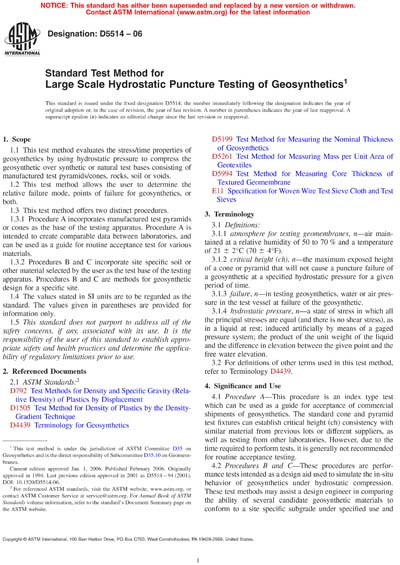 ASTM D5514-06 - Standard Test Method for Large Scale Hydrostatic ...