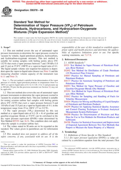 ASTM D6378-08 - Standard Test Method for Determination of Vapor ...