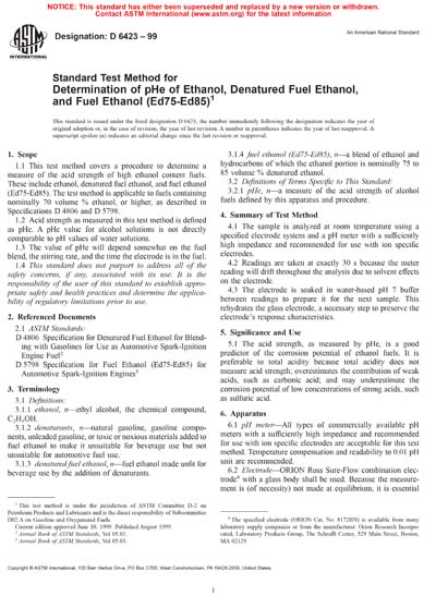 ASTM D6423-99 - Standard Test Method for Determination of pHe of ...