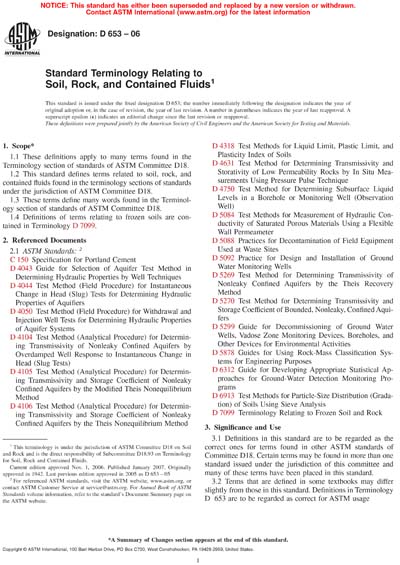 ASTM D653-06 - Standard Termninology Relating to Soil, Rock, and ...