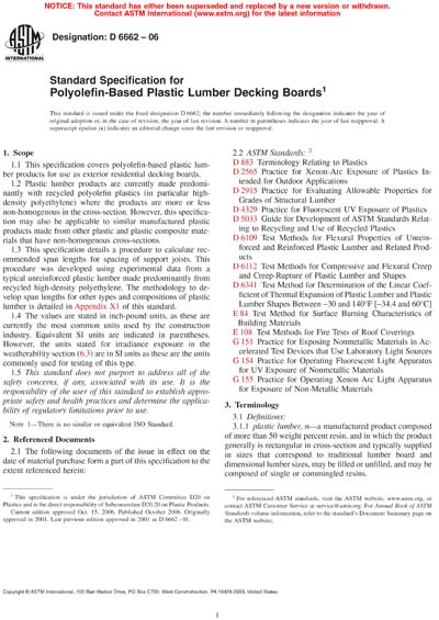 ASTM D6662-06 - Standard Specification for Polyolefin-Based Plastic ...