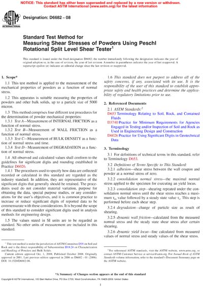 ASTM D6682-08 - Standard Test Method for Measuring Shear Stresses of ...