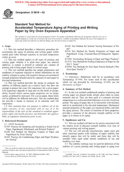 ASTM D6819-02 - Standard Test Method for Accelerated Temperature Aging ...