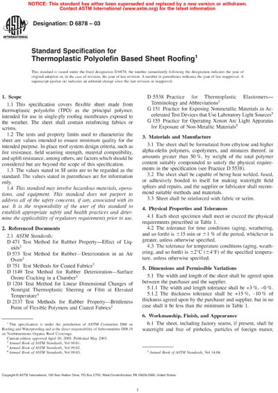 ASTM D6878-03 - Standard Specification for Thermoplastic Polyolefin ...