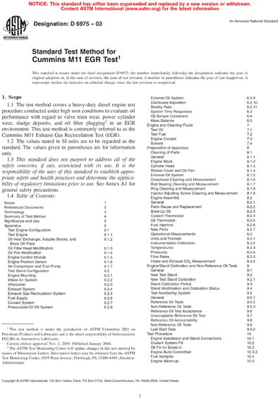 ASTM D6975-03 - Standard Test Method for Cummins M11 EGR Test