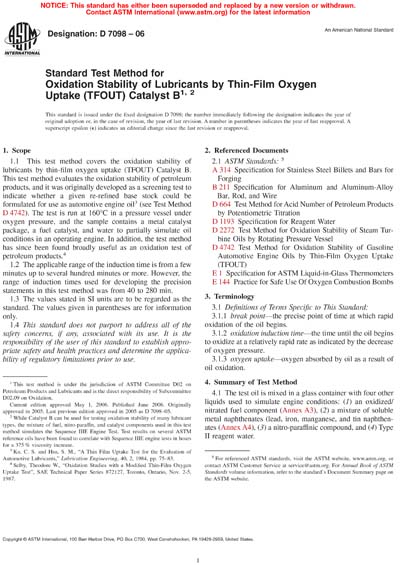 ASTM D7098-06 - Standard Test Method for Oxidation Stability of ...