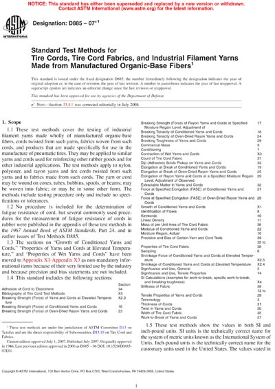 ASTM D885-07e1 - Standard Test Methods for Tire Cords, Tire Cord ...
