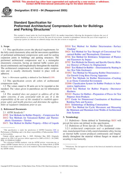 ASTM E1612-94(2005) - Standard Specification for Preformed ...