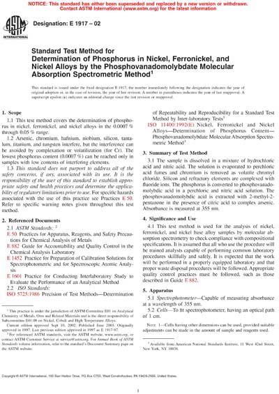ASTM E1917-02 - Standard Test Method for Determination of Phosphorous ...