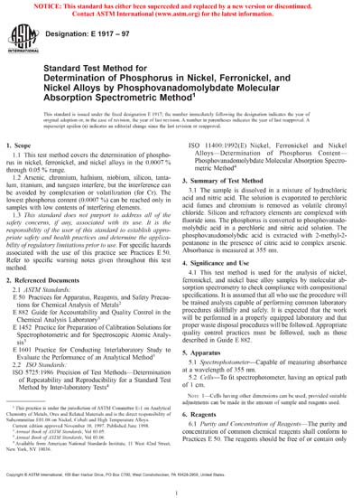 ASTM E1917-97 - Standard Test Method for Determination of Phosphorous ...