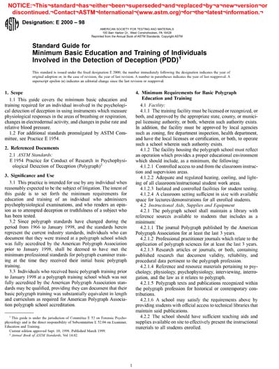 ASTM E2000-98 - Standard Guide for Minimum Basic Education and Training ...