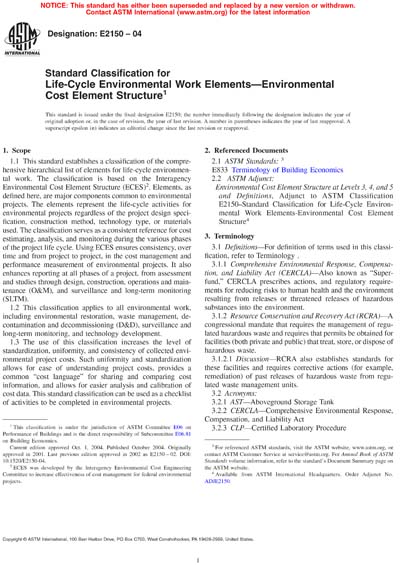 ASTM E2150-04 - Standard Classification for Life-Cycle Environmental ...