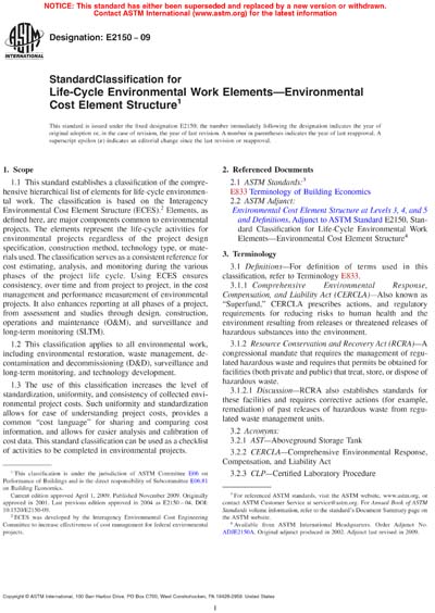 ASTM E2150-09 - Standard Classification for Life-Cycle Environmental ...