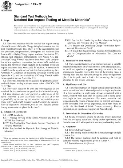ASTM E23-02 - Standard Test Methods for Notched Bar Impact Testing of ...