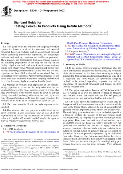 ASTM E2361-04(2007) - Standard Guide for Testing Leave-On Products ...