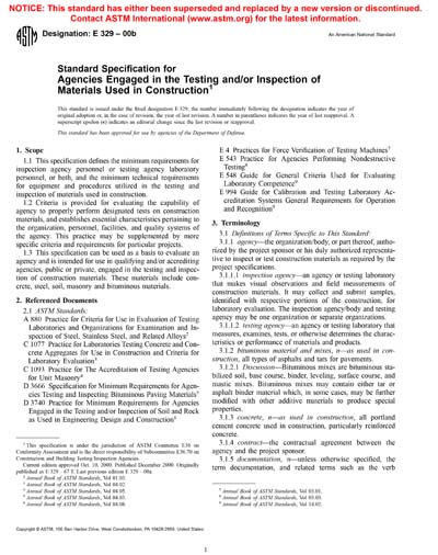 ASTM E329-00b - Standard Specification for Agencies Engaged in the ...