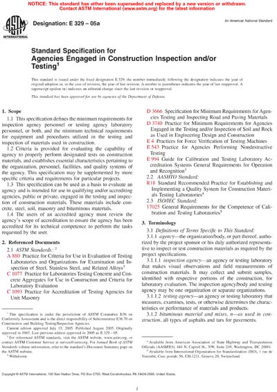 ASTM E329-05 - Standard Specification for Agencies Engaged in the ...