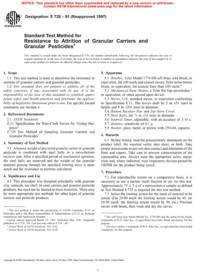 ASTM E728-91(1997) - Standard Test Method for Resistance to Attrition ...