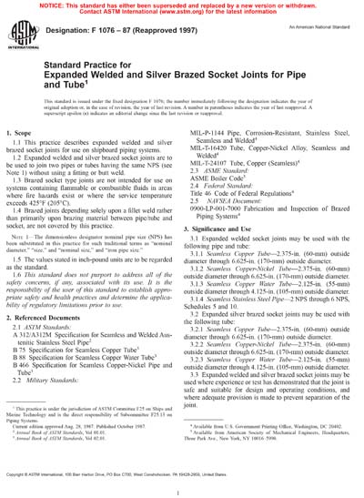 ASTM F1076-87(1997) - Standard Practice for Expanded Welded and Silver ...