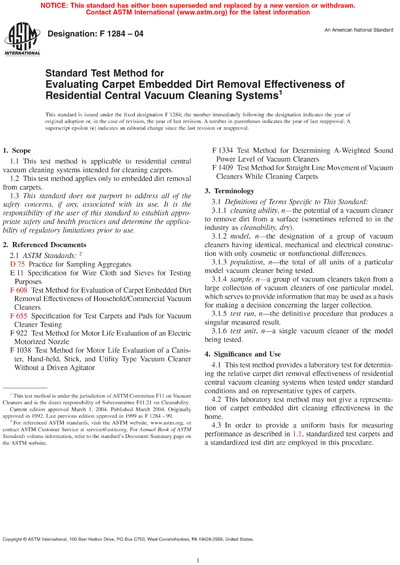 ASTM F1284-04 - Standard Test Method for Evaluating Carpet Embedded ...