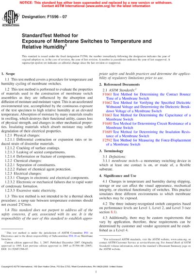 ASTM F1596-07 - Standard Test Method for Exposure of Membrane Switches ...