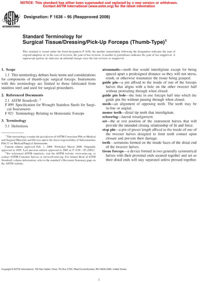 ASTM F1638-95(2008) - Standard Terminology for Surgical Tissue/Dressing ...