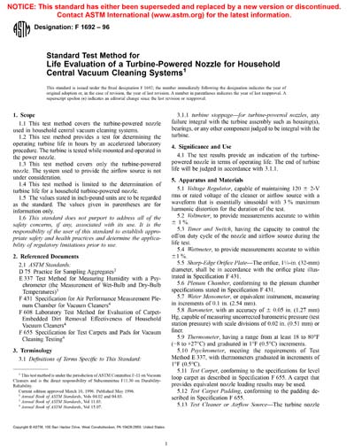 ASTM F1692-96 - Standard Test Method for Life Evaluation of a Turbine ...