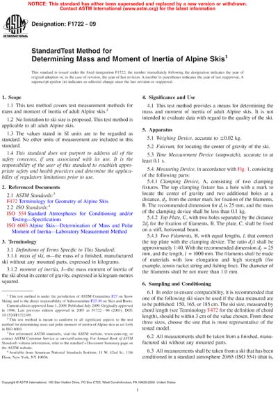 ASTM F1722-09 - Standard Test Method for Determining Mass and Moment of ...