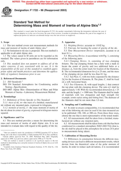 ASTM F1722-96(2003) - Standard Test Method for Determining Mass and ...