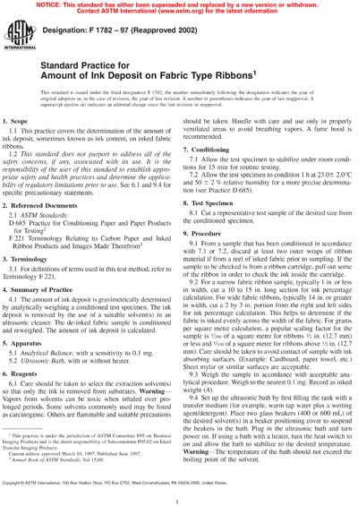 ASTM F1782-97(2002) - Standard Practice for Amount of Ink Deposit on ...