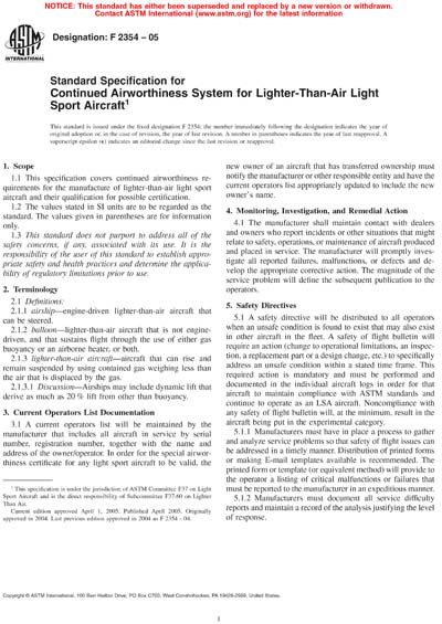 ASTM F2354-05 - Standard Specification for Continued Airworthiness ...