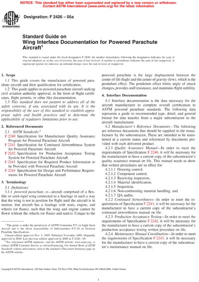 ASTM F2426-05 - Standard Guide on Wing Interface Documentation for ...