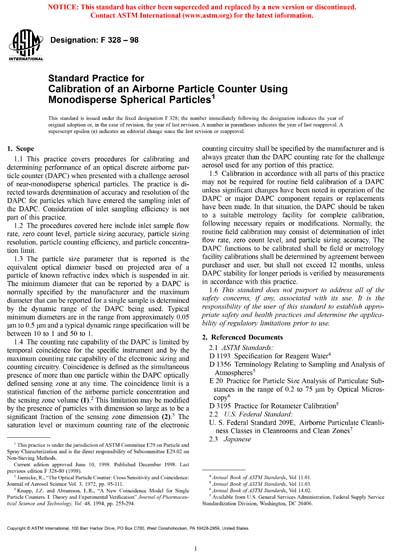 ASTM F328-98 - Standard Practice for Calibration of an Airborne ...