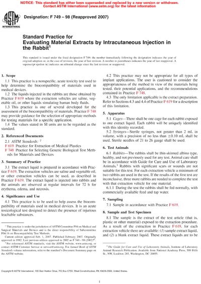 ASTM F749-98(2007) - Standard Practice for Evaluating Material Extracts ...