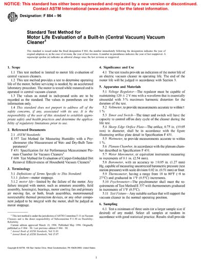 ASTM F884-96 - Standard Test Method for Motor Life Evaluation of a ...