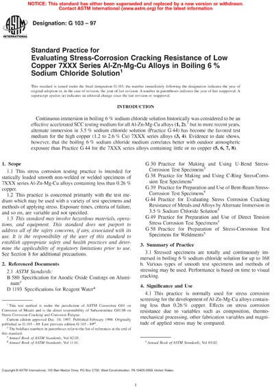 ASTM G103-97 - Standard Practice for Evaluating Stress-Corrosion ...