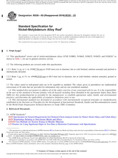 ASTM B335-25 Red - Standard Specification for Nickel-Molybdenum Alloy ...