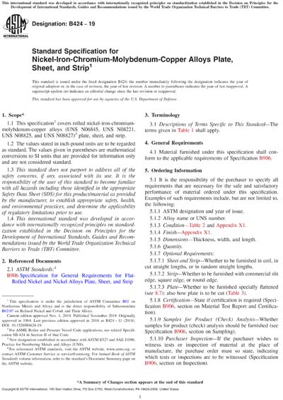 ASTM B424-19 - Standard Specification for Nickel-Iron-Chromium ...